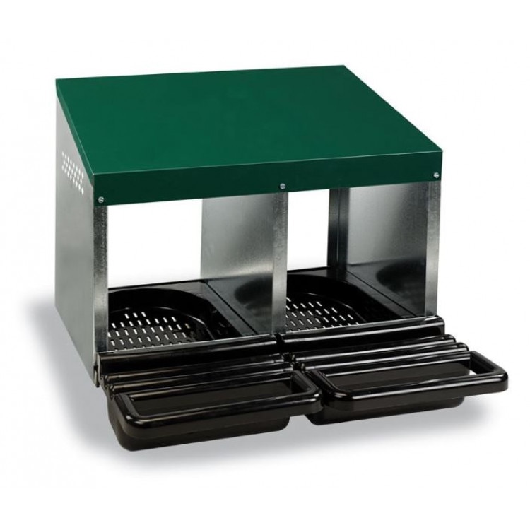 Cuibar pentru gaini, 2 compartimente, Plastic/Tabla zincata, Verde ...
