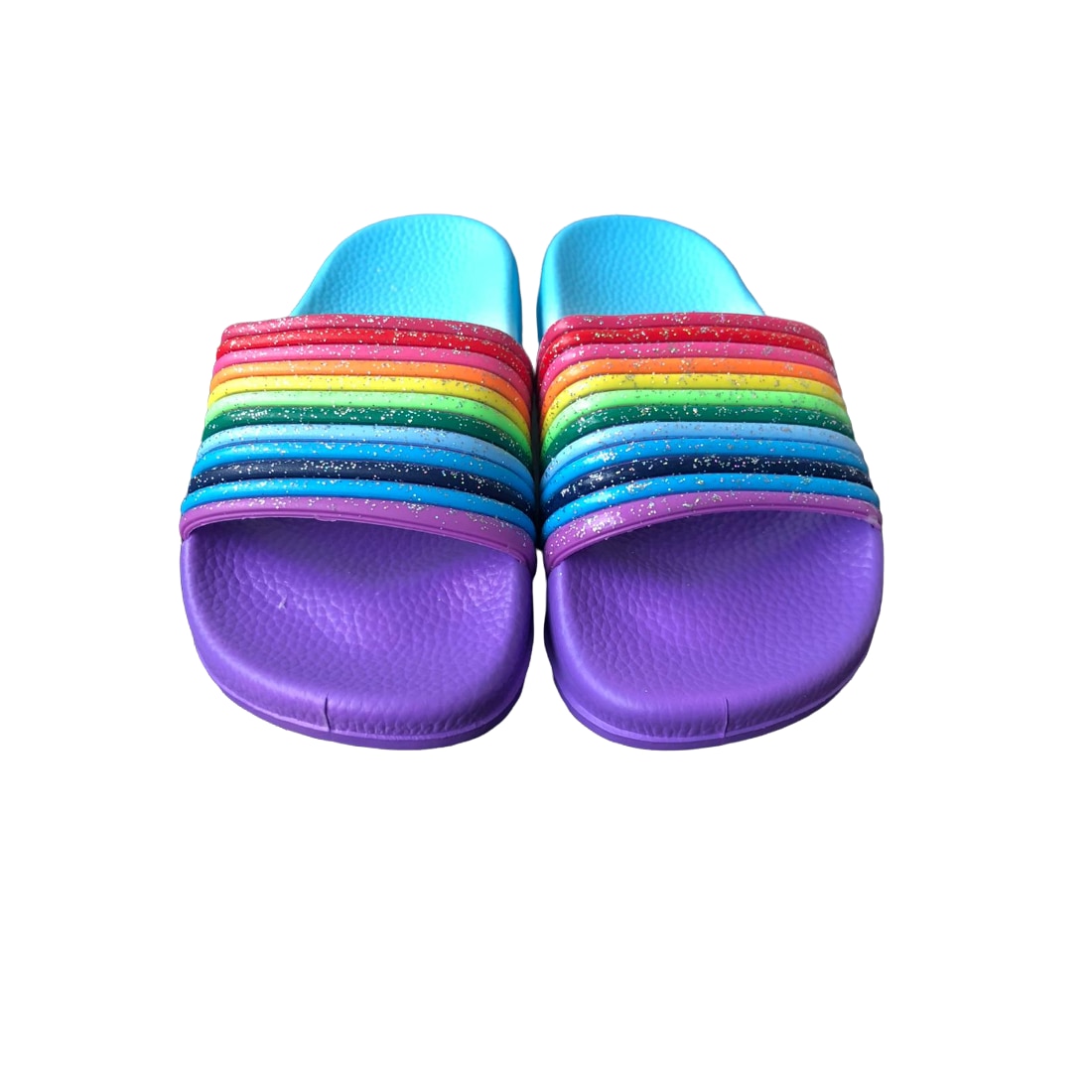 Papuci piscina sau plaja pentru copii Curcubeu cu sclipici Mov 30 EU ...