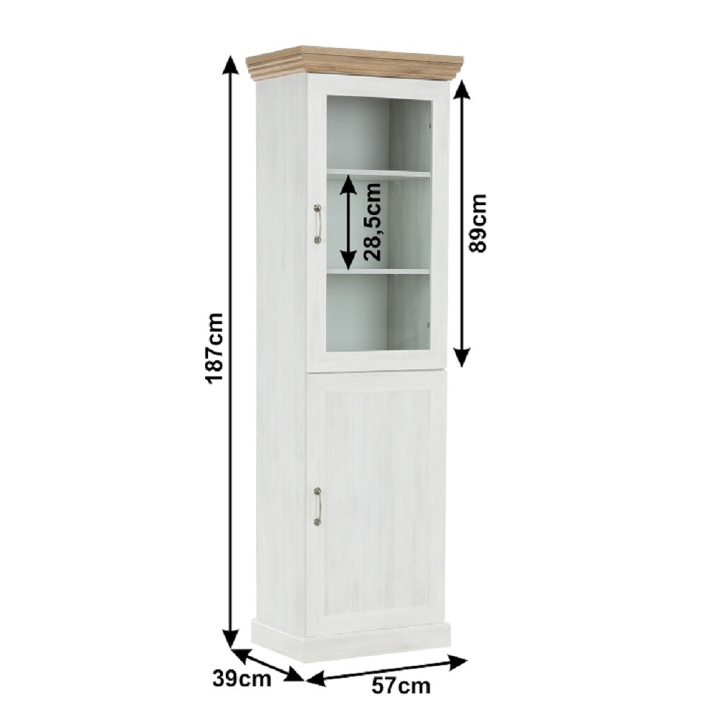 Vitrina pal alb pin nordic maro stejar salbatic Royal 57x39x187 cm ...