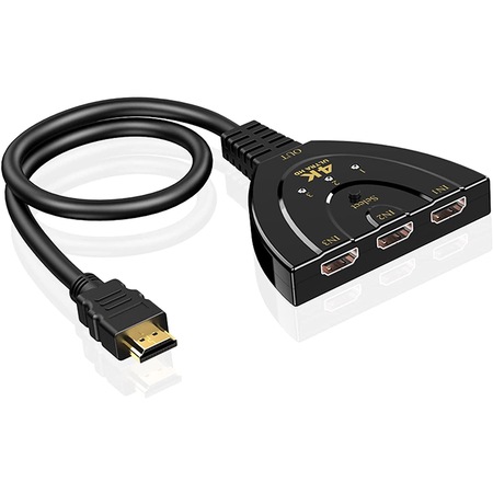 Adaptor video, Vienod, Trei intrari HDMI, Full HD, 4K, 1080P, Negru ...
