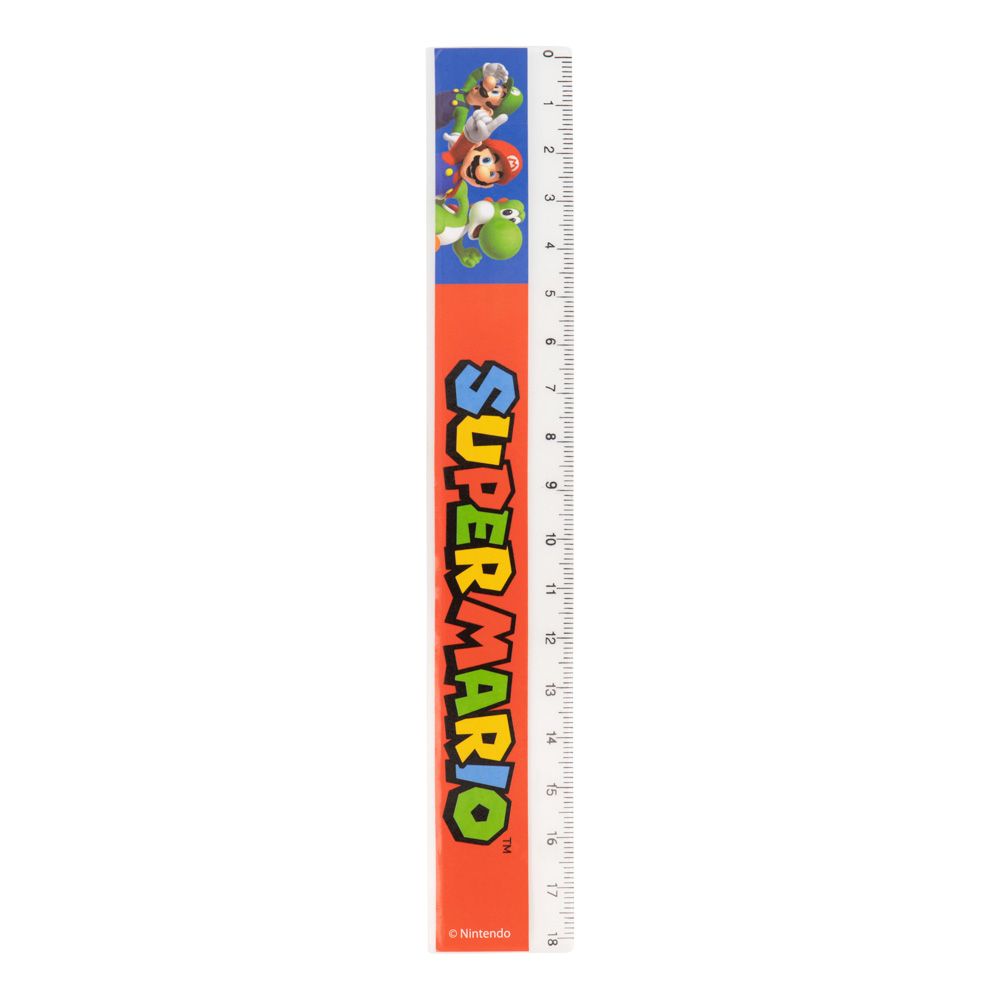 Rigla din plastic Super Mario, 18 cm, Multicolor - eMAG.ro