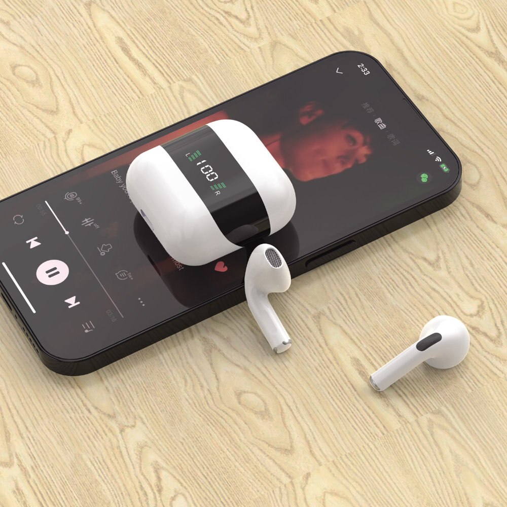 Безжични слушалки, Dudao, U15S, TWS, Бели, Bluetooth 5.3, Сензорно управление, Цифров дисплей ...