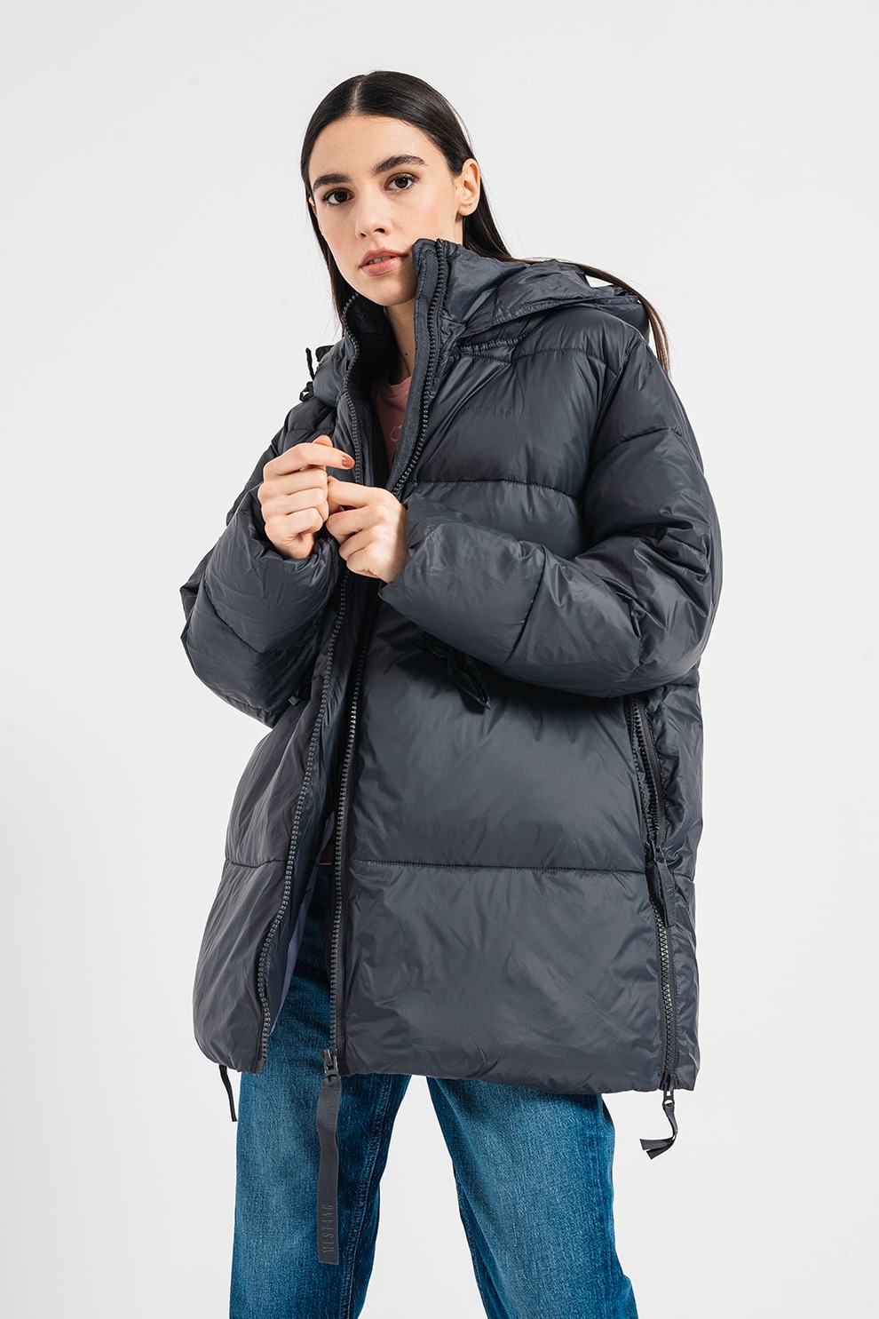 Mustang, Geaca parka supradimensionata cu vatelina Heidi, Gri antracit ...