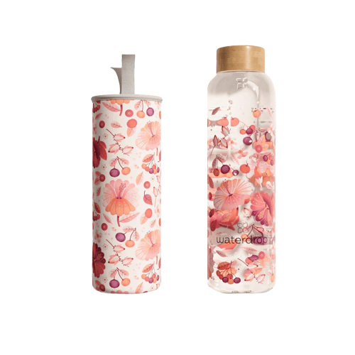 Set 2 sticle de apa, waterdrop®, Relax, Portocaliu, Sticla borosilicat ...