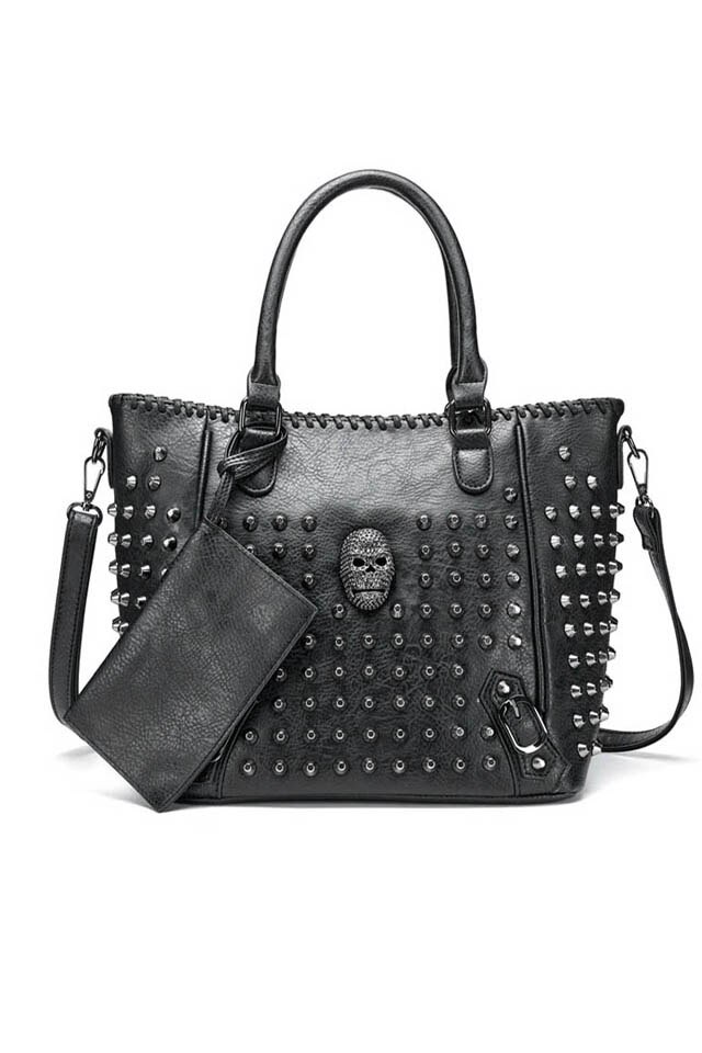 Geanta Neagra, De umar, Rock style, Punk Style, Cu craniu, PU - eMAG.ro