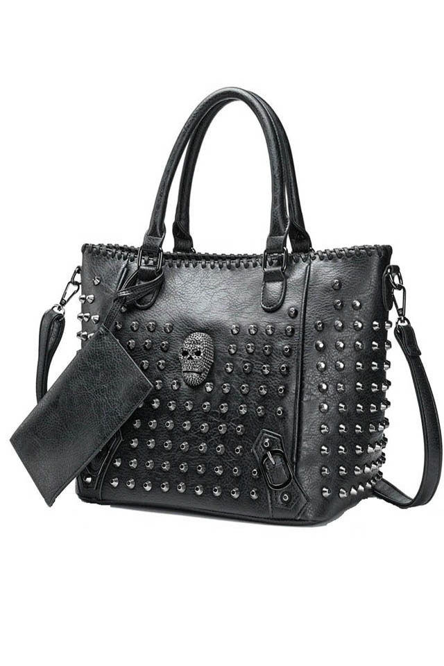 Geanta Neagra, De umar, Rock style, Punk Style, Cu craniu, PU - eMAG.ro