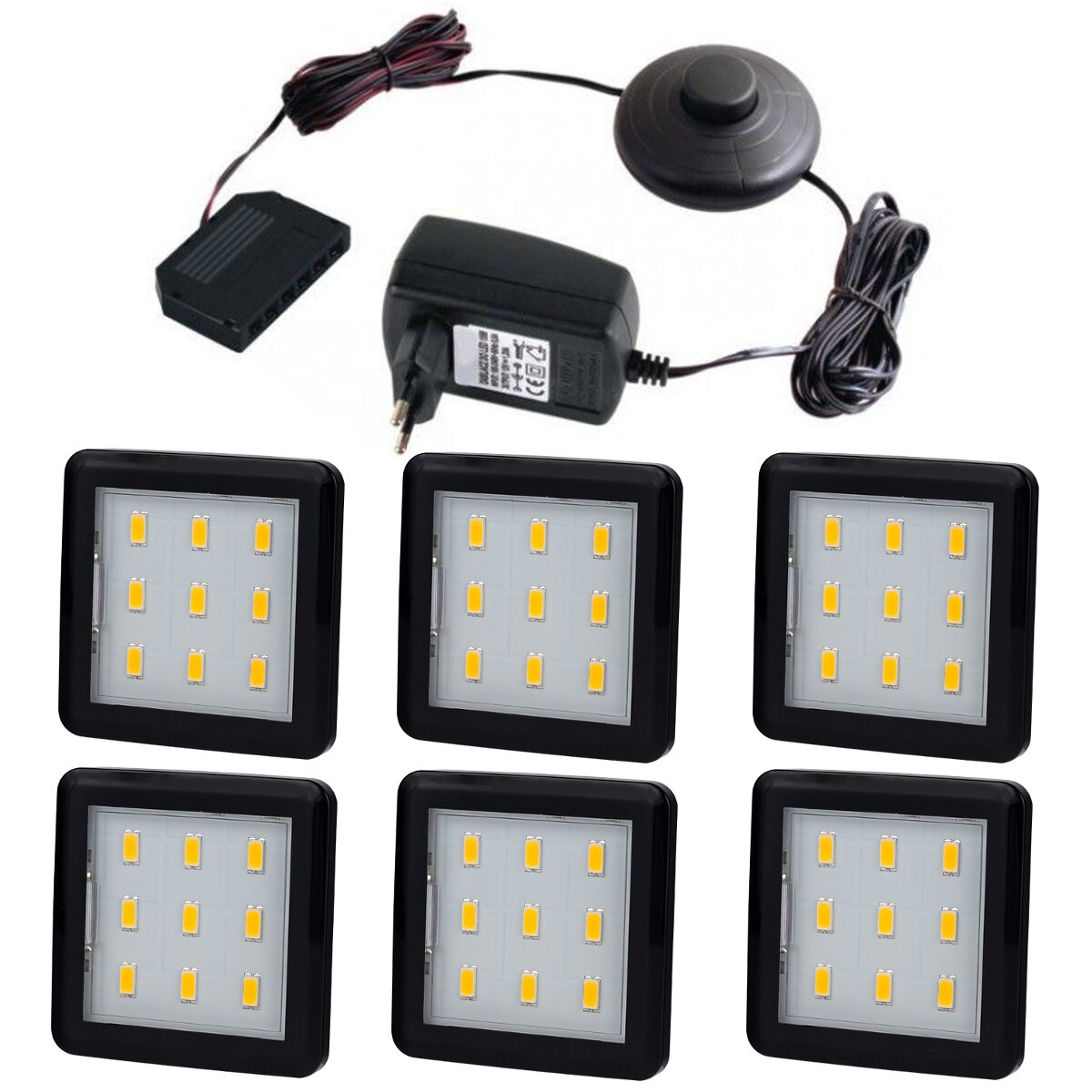 Set 6x Spoturi LED Corp de iluminat Mobila Transformator Negru 2.5W 12V ...