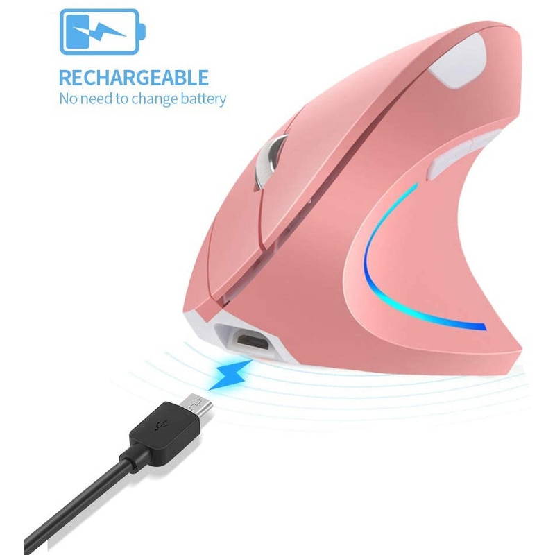 Mouse vertical, Ergonomic, 800/1200/1600/2400 Dpi, Wireless, Roz - eMAG.ro