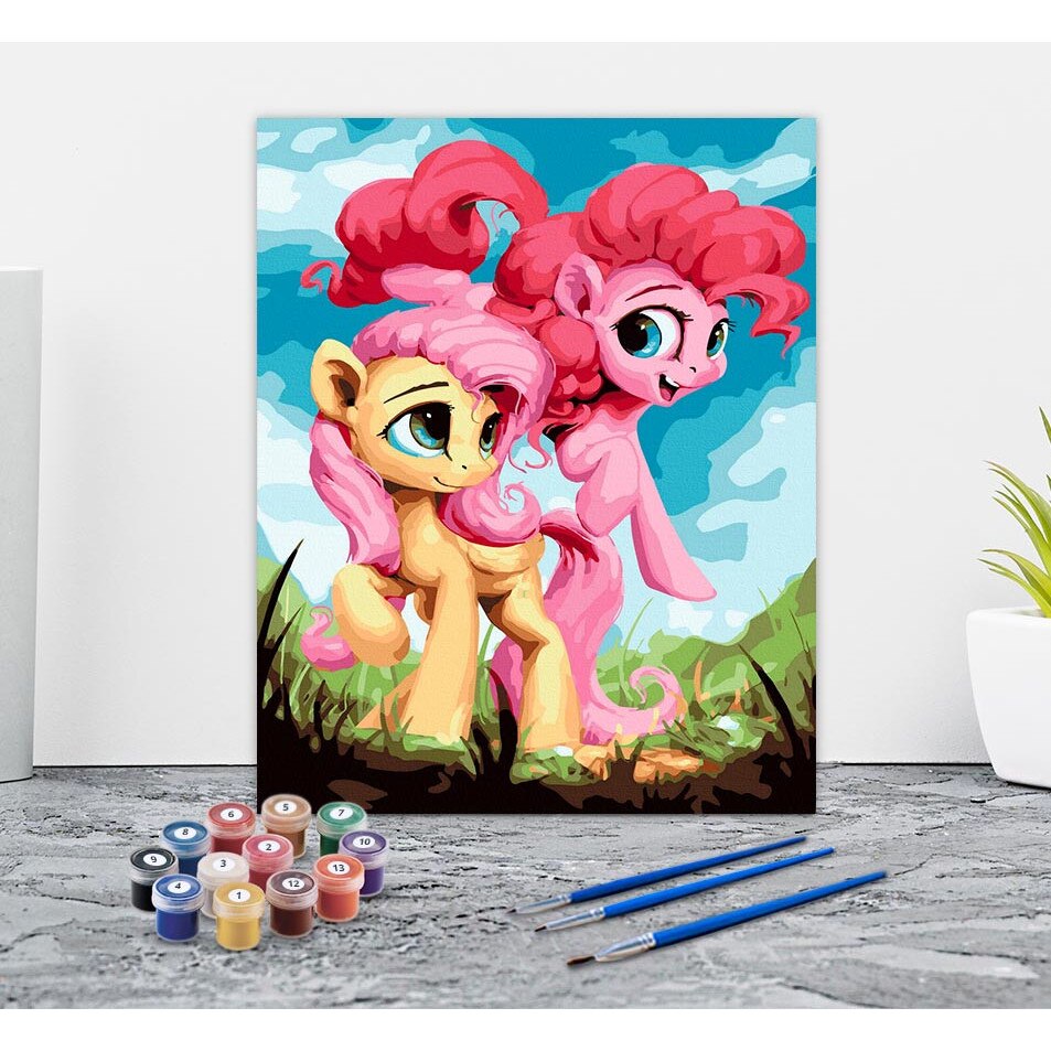 Set pictura pe numere, Ponei roz, 40x50 cm - eMAG.ro