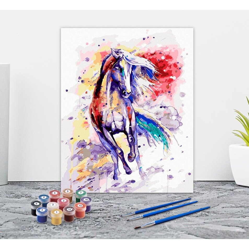 Set pictura pe numere, Cal de culoare, 40x50 cm - eMAG.ro