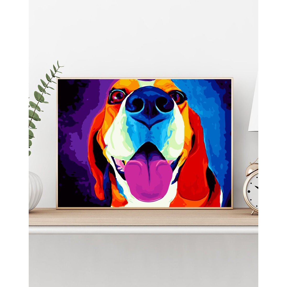 Set pictura pe numere, Caine colorat, 30x40 cm - eMAG.ro