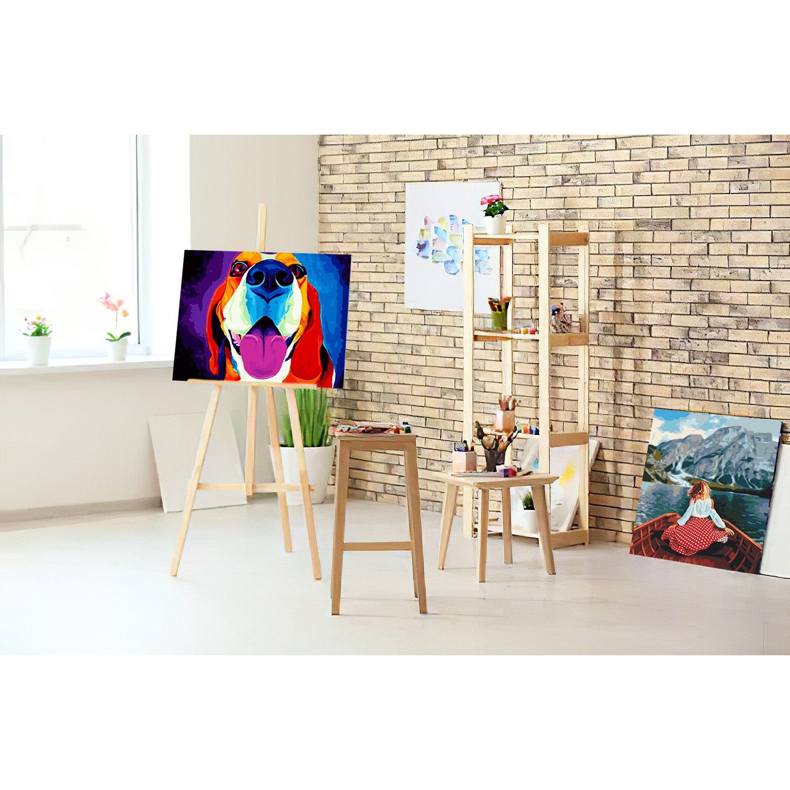 Set pictura pe numere, Caine colorat, 30x40 cm - eMAG.ro