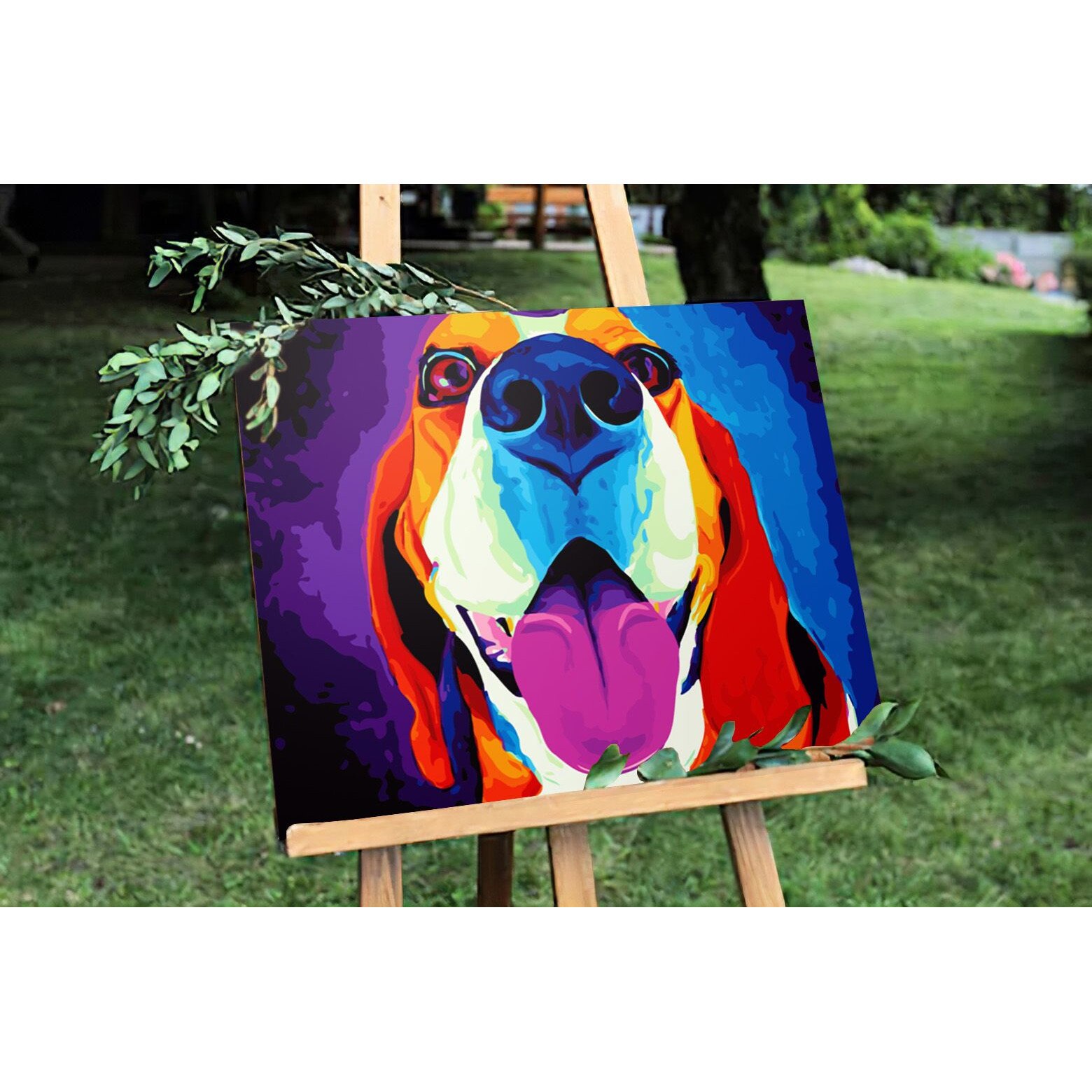 Set pictura pe numere, Caine colorat, 30x40 cm - eMAG.ro