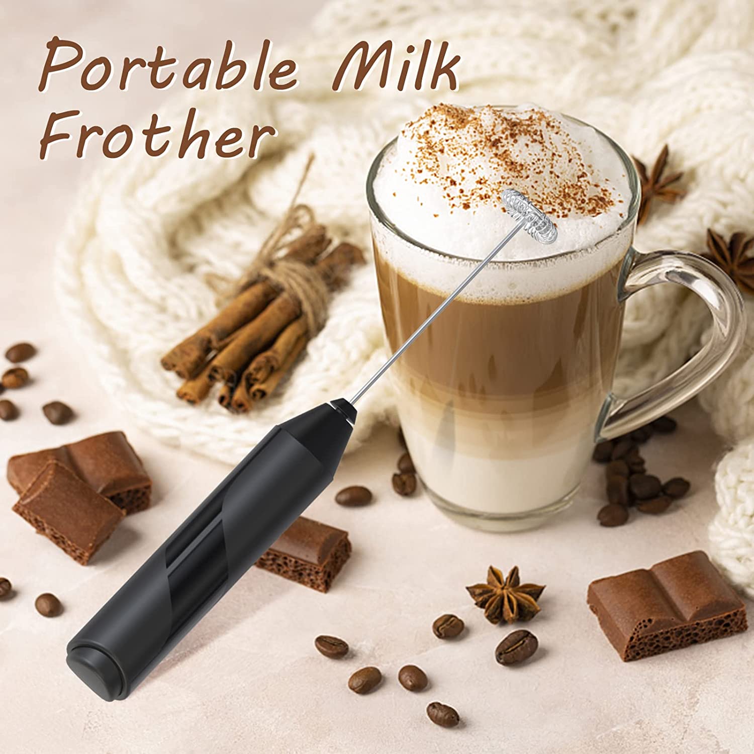 Mixer spuma de lapte, awwaline, negru, ideal pentru cappuccino, caffe ...