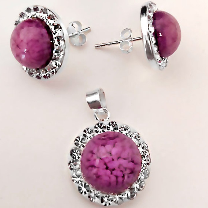 Set dama, argint 925, pietre mov - eMAG.ro