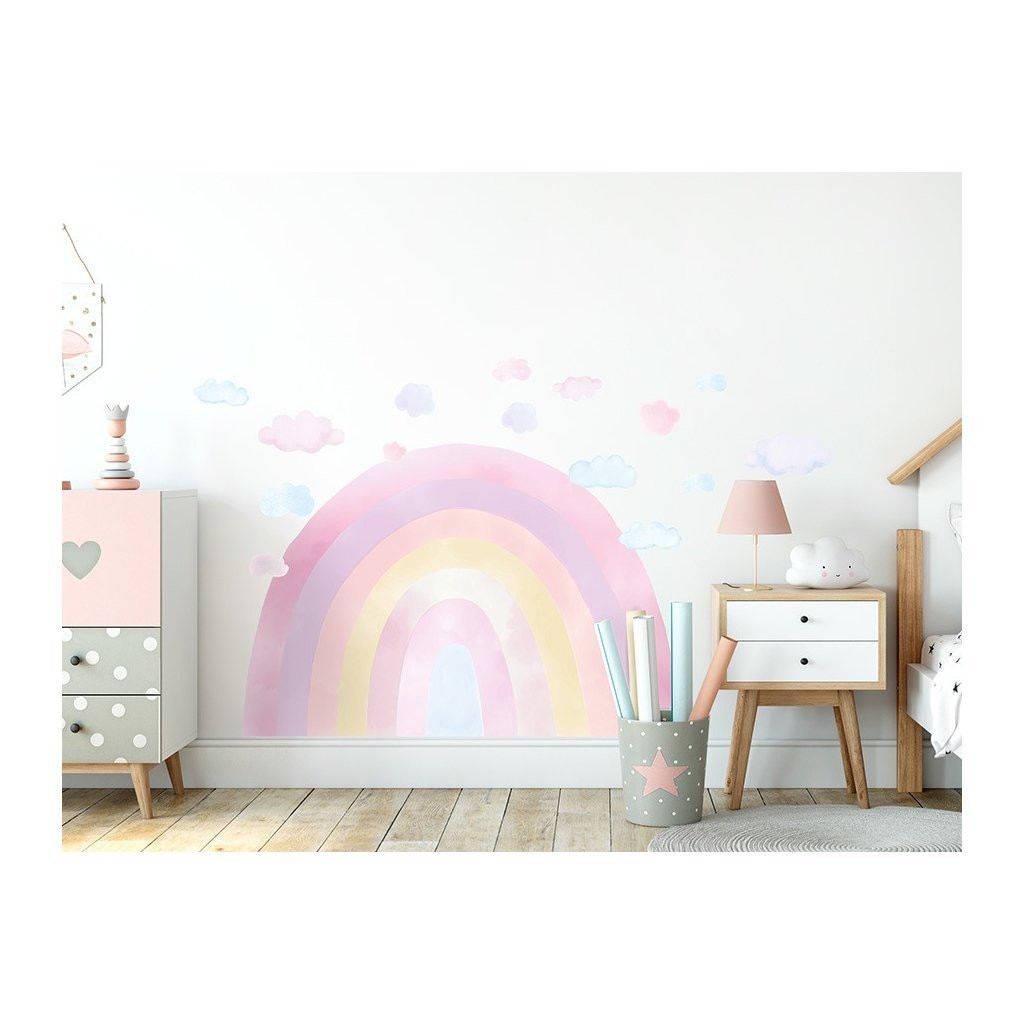 Set autocolant de perete Curcubeu, roz, 130 x 90 cm - eMAG.ro