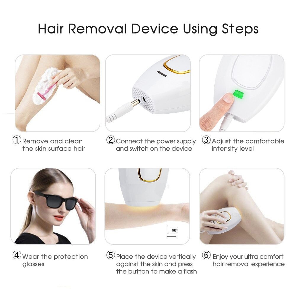 Epilator IPL, 500000 Impulsuri, 5 Trepte viteza, Alb - eMAG.ro