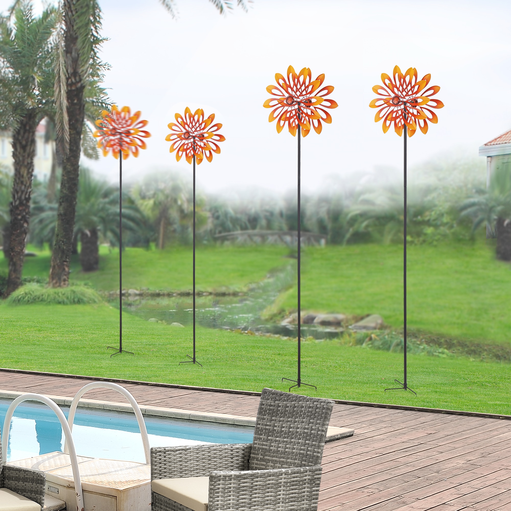 [casa.pro] Szélforgó Eidfjord 185 x 36 cm fém narancssárga/piros - eMAG.hu