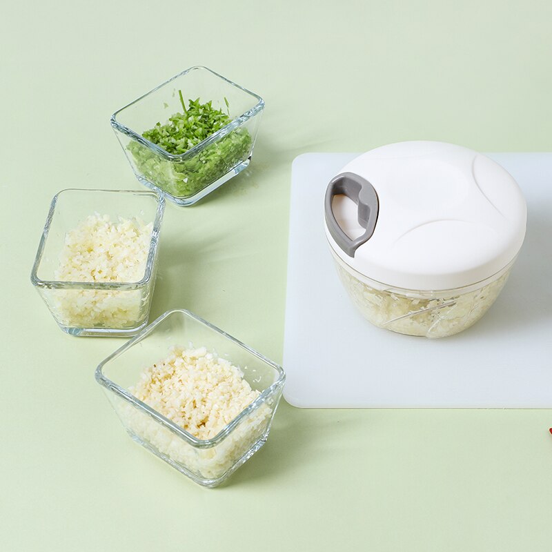 Tocator actionat manual pentru fructe si legume, 3 cutite, alb - eMAG.ro