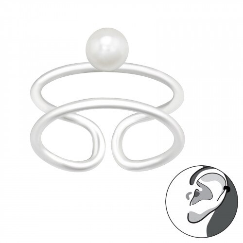 Cercel ear cuff Your Pearl, din argint 925 rodiat, model pentru ureche ...
