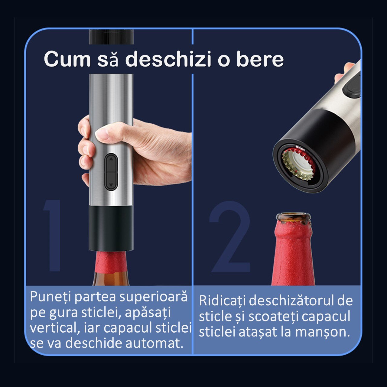 Desfacator sticle 2n1, Inox/ABS/Policarbonat, Negru - eMAG.ro