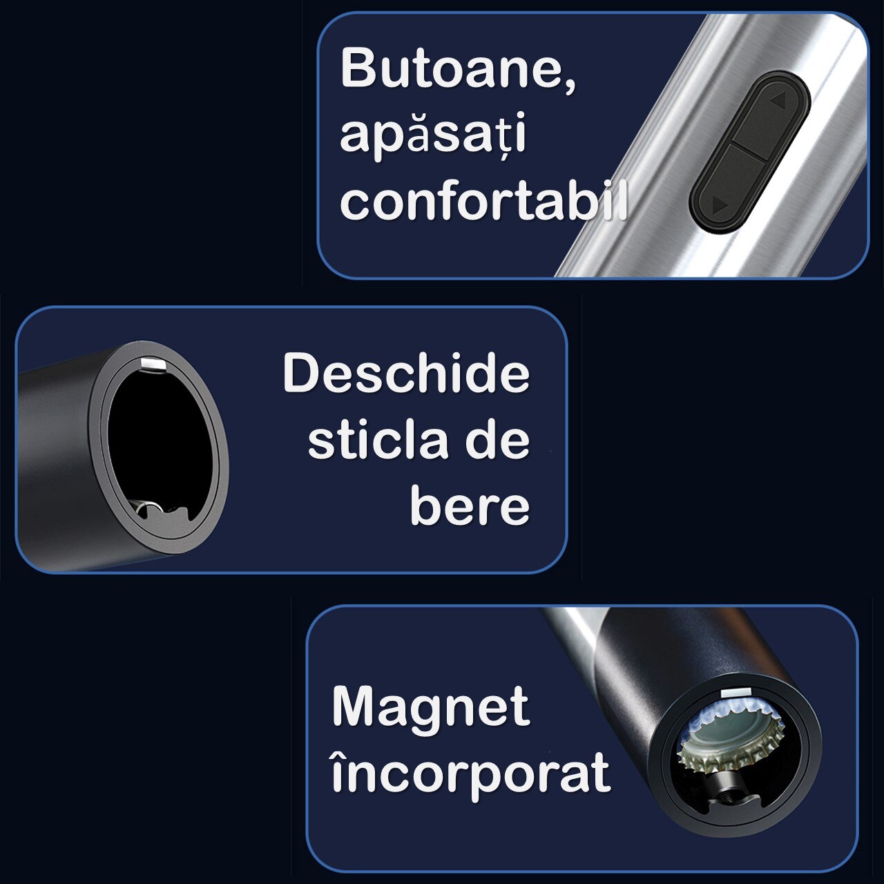 Desfacator sticle 2n1, Inox/ABS/Policarbonat, Negru - eMAG.ro