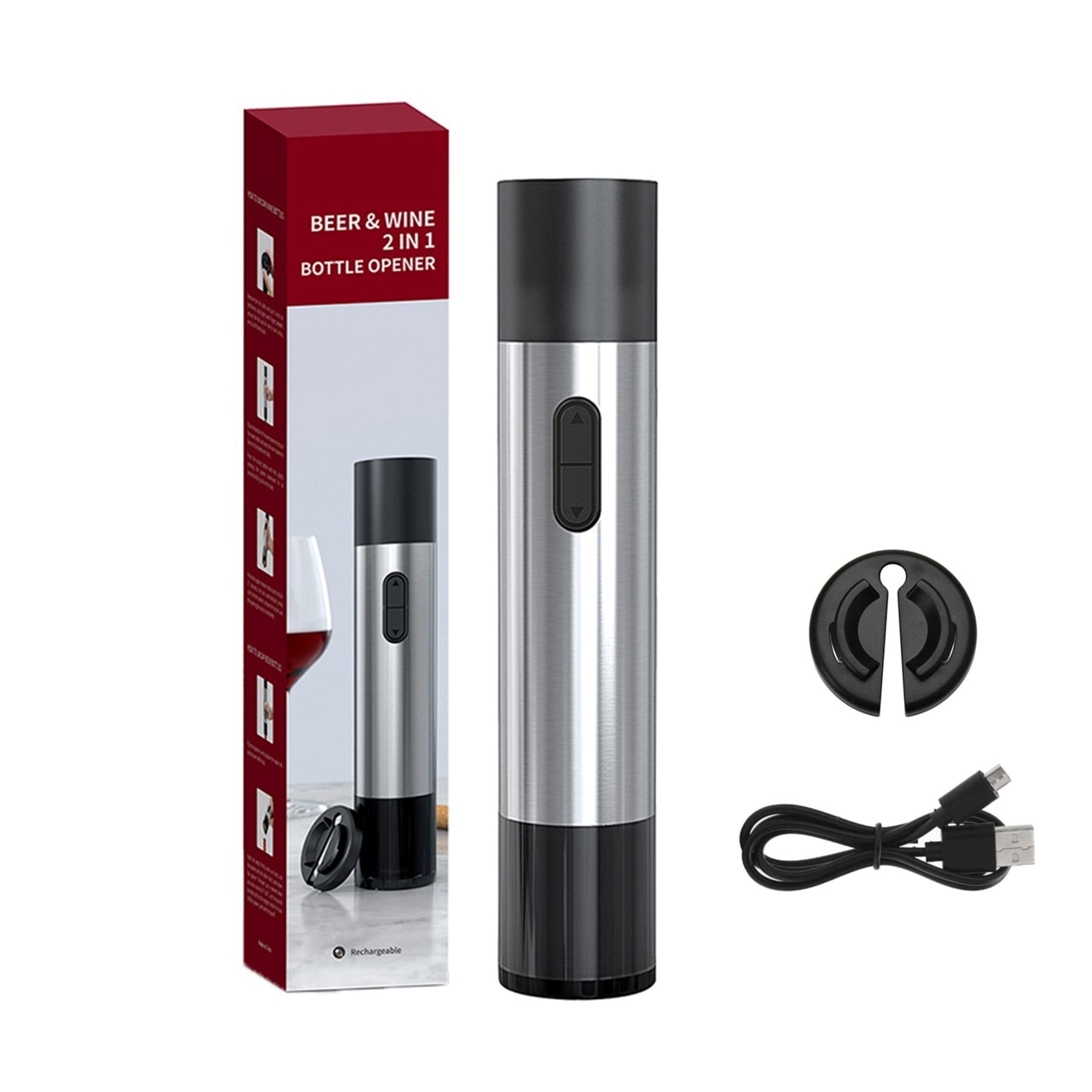 Desfacator sticle 2n1, Inox/ABS/Policarbonat, Negru - eMAG.ro