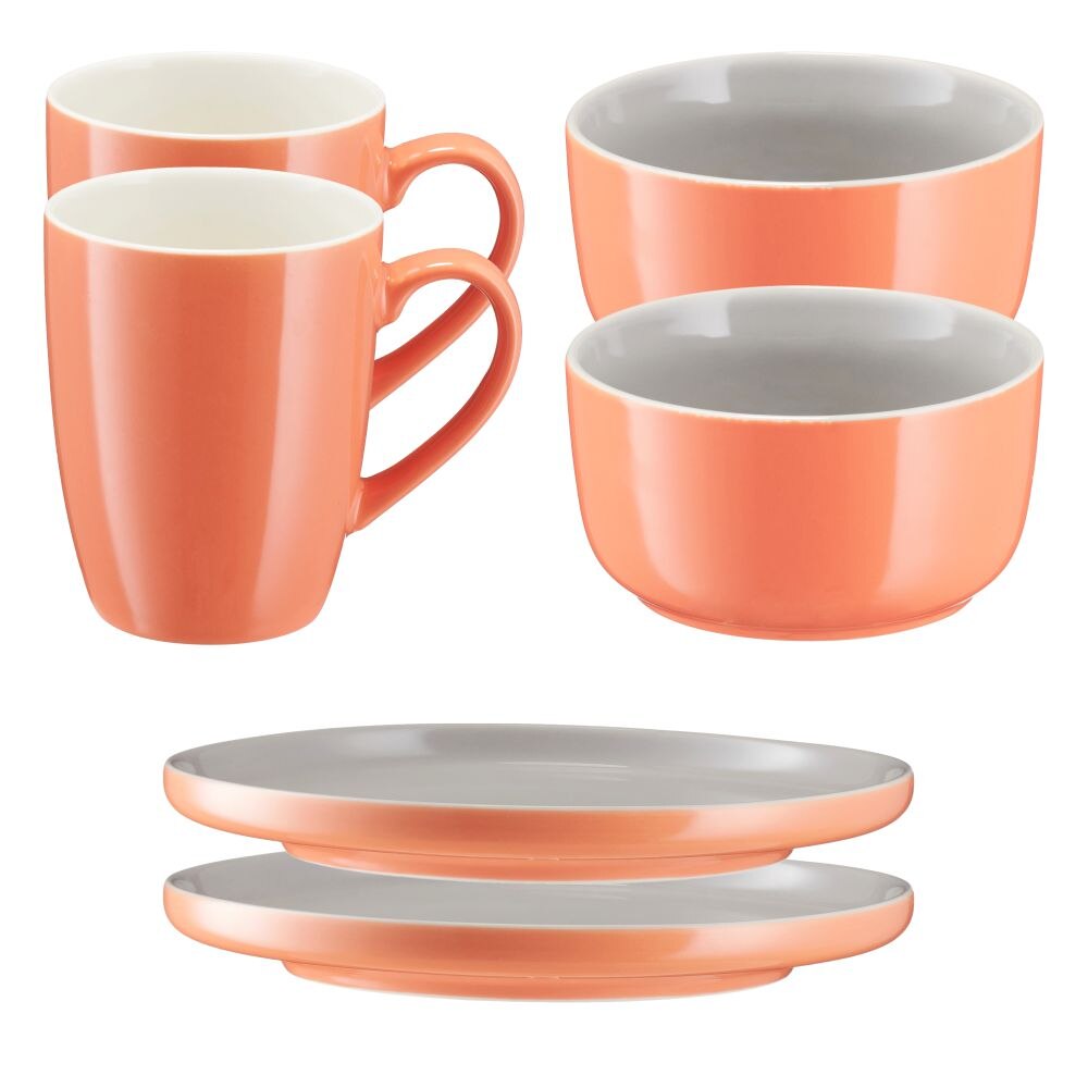 Set mic dejun pentru 2 persoane Borneo, Villa Italia, Portelan, 6 piese ...