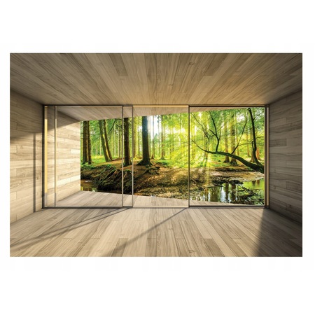 Fototapet 3D Padure Natura Peisaj Fereastra 416x254 cm, Modern Vlies ...