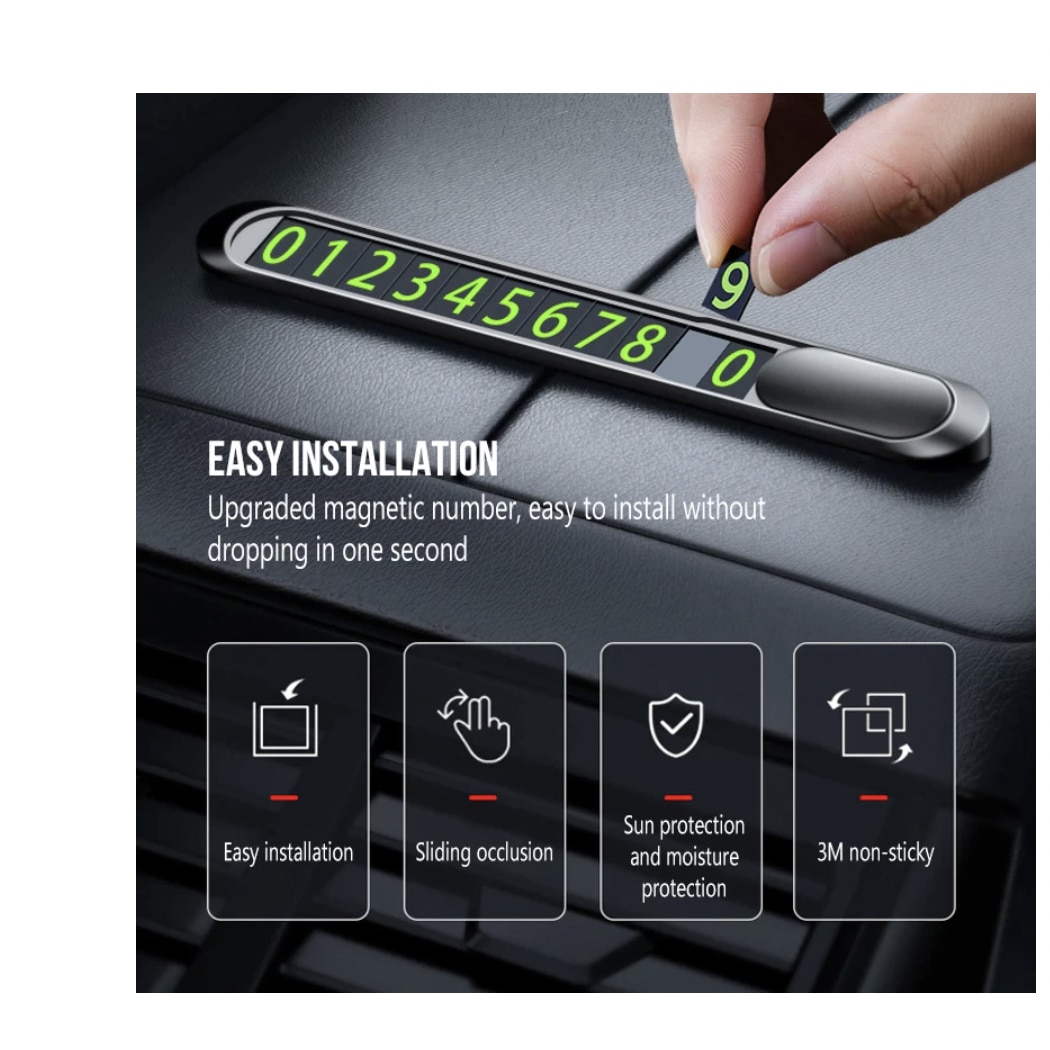 Suport numar telefon bord, parcare temporara, negru12.6 x17.3mm - eMAG.ro