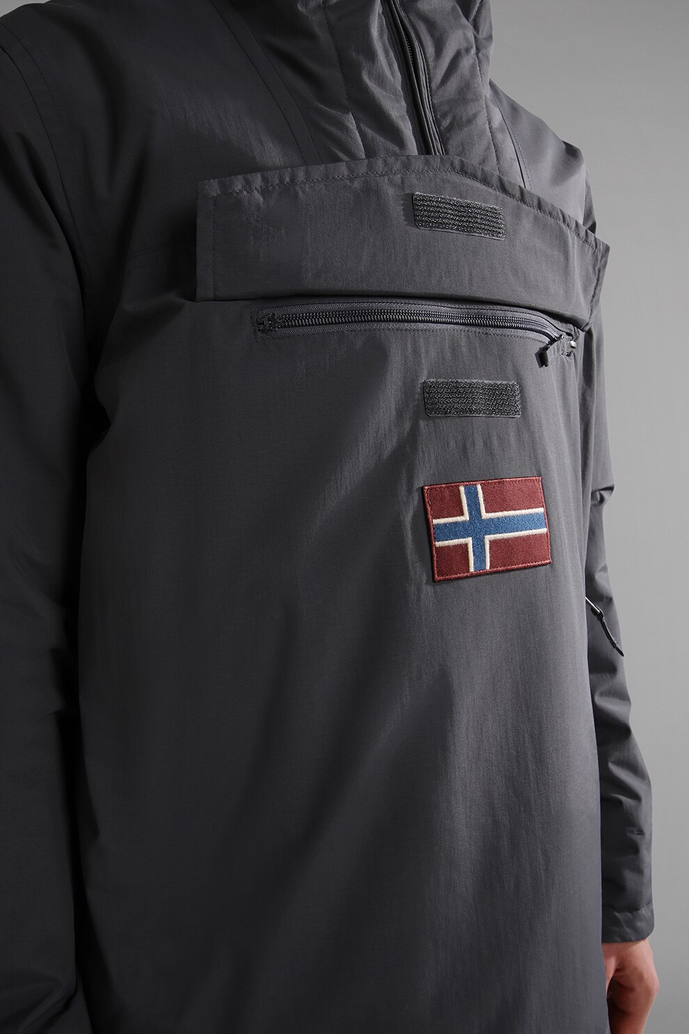 Napapijri, Geaca fara inchidere cu gluga Rainforest, Gri inchis, L ...