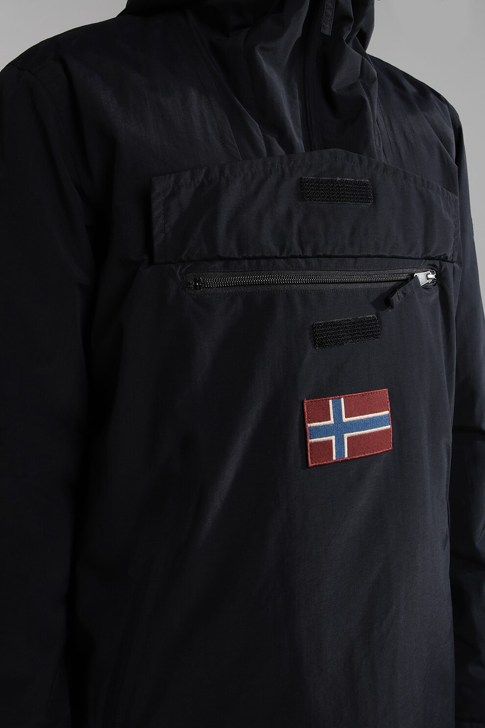 Napapijri, Geaca fara inchidere cu gluga si broderie logo, Negru, XL ...