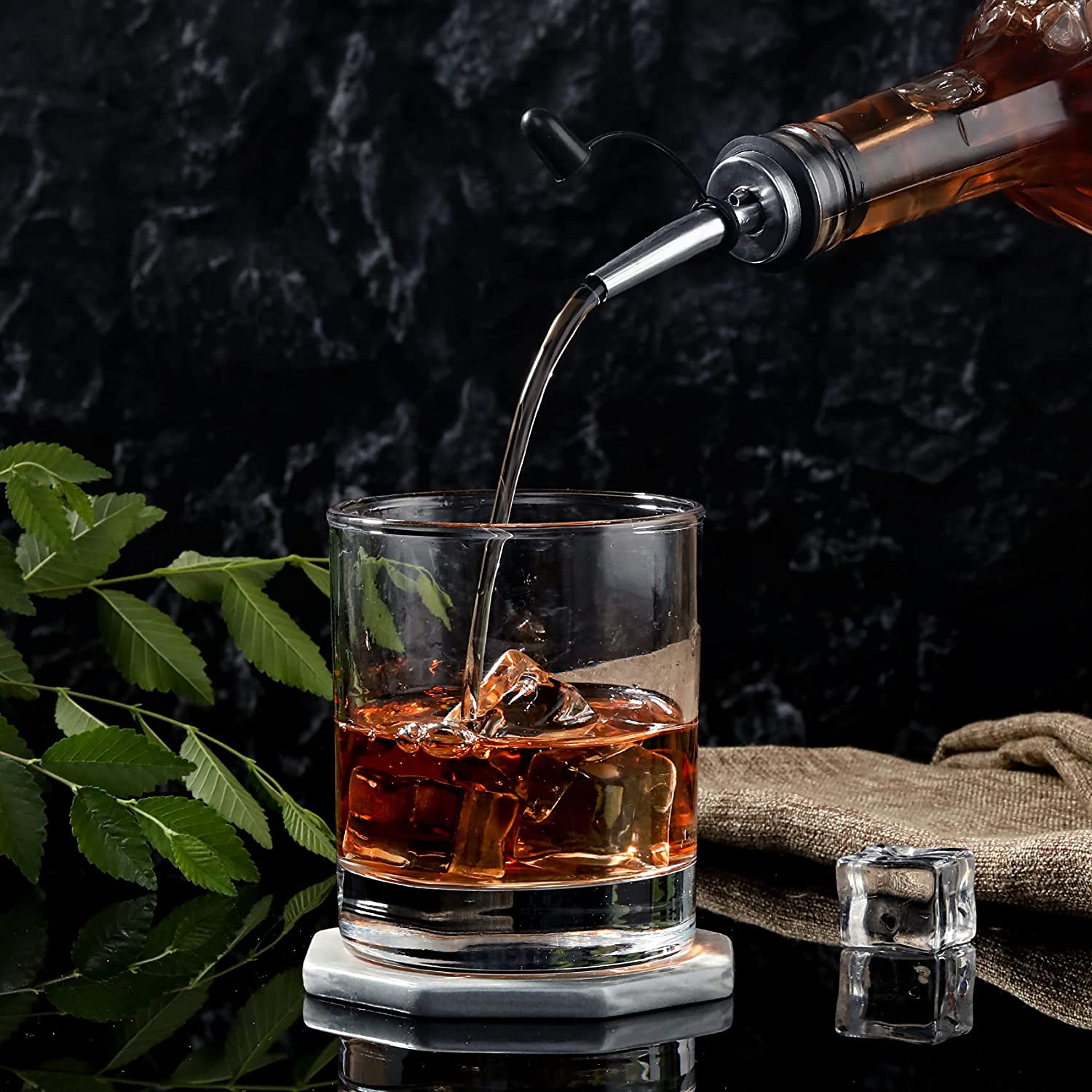 Set 12 dopuri sticle, Inox/Cauciuc, Marime universala, Negru/Argintiu ...