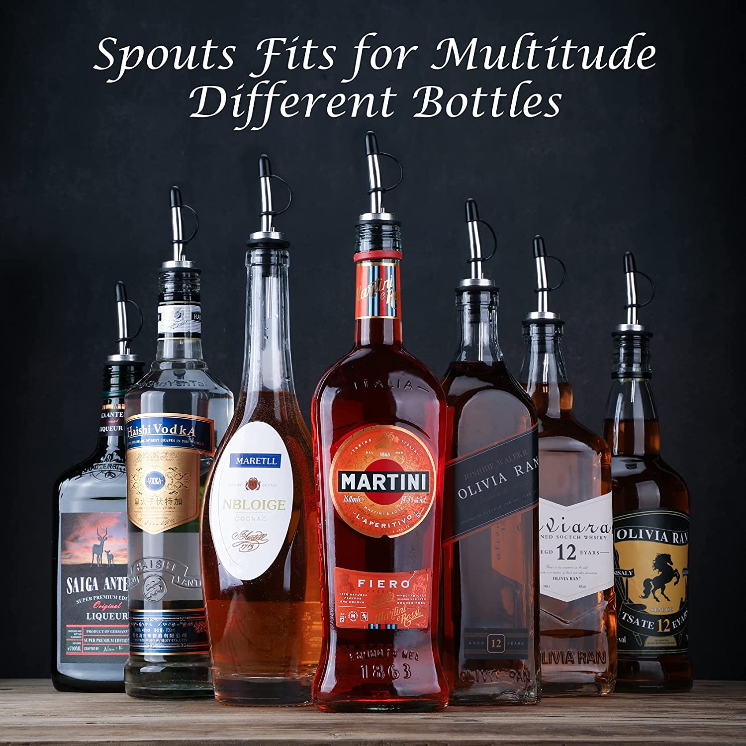 Set 12 dopuri sticle, Inox/Cauciuc, Marime universala, Negru/Argintiu ...