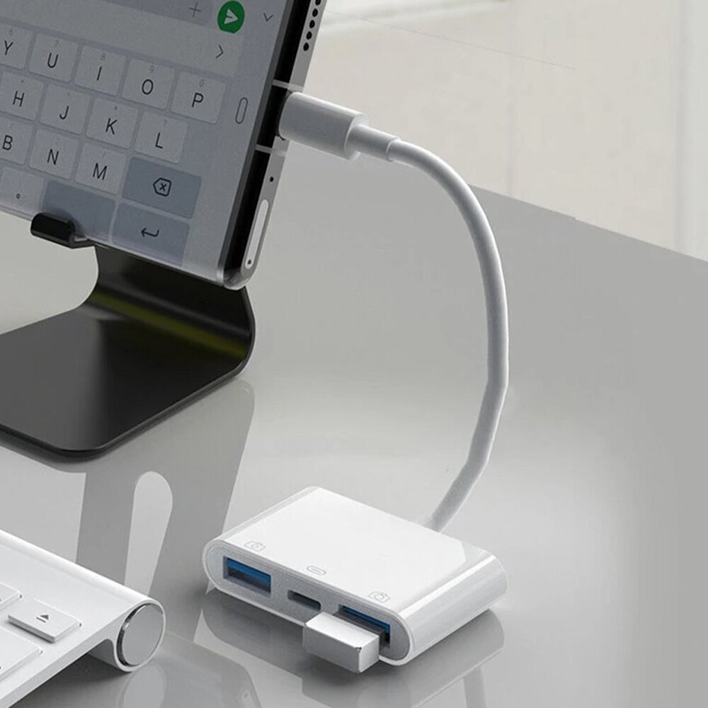 Adaptor Cablu OTG la mufa USB Tip C, Tip Conector USB Type-C si 2 x USB ...