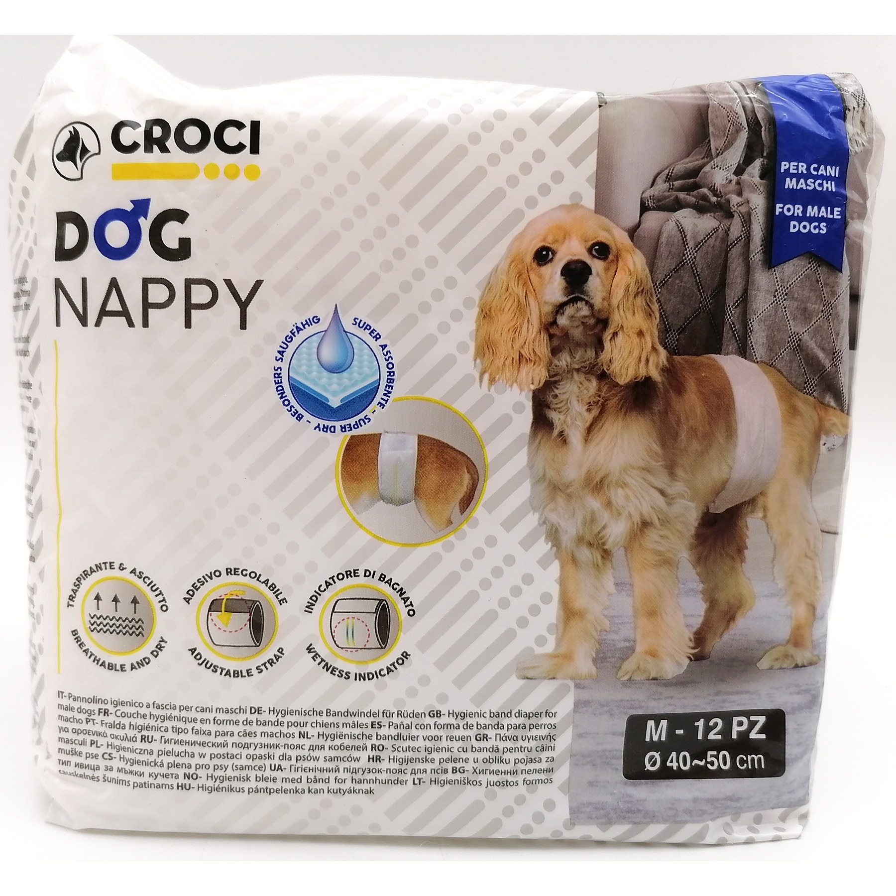 Set scutece pentru caini masculi, Dog Nappy, M, 40-50 cm - eMAG.ro