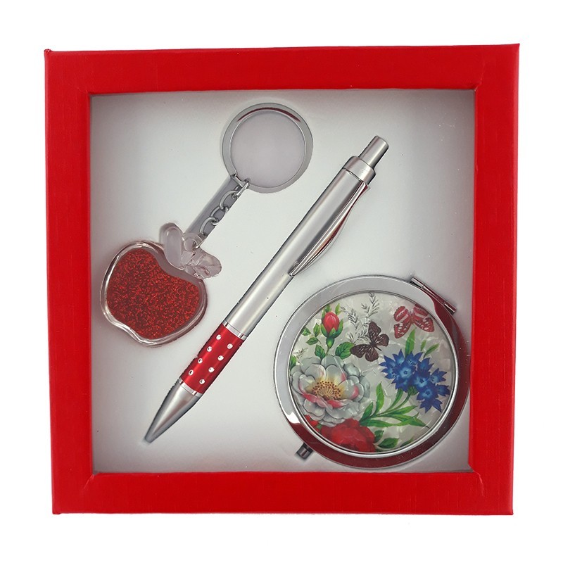 Kerek tükörkészlet, alma alakú kulcstartó és toll, M3, 15x15 cm - eMAG.hu