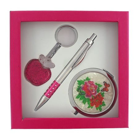 Kerek tükörkészlet, alma alakú kulcstartó és toll, M2, 15x15 cm - eMAG.hu