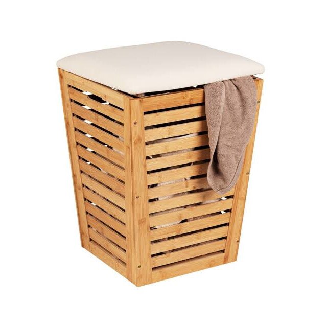 Cos de rufe cu sezut, 80 L, Bambus, WENKO - eMAG.ro