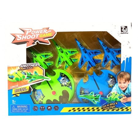 Set de joaca 4 avioane cu lansator, Verde si Albastu, Avaleea - eMAG.ro