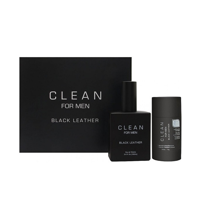 Set Black Leather For Men, Clean, Apa de Toaleta 100 ml, Deodorant ...