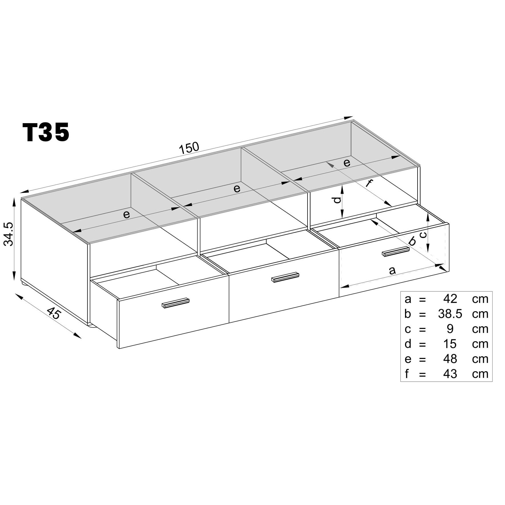 Comoda TV T35 Extreme Furniture Pal Melaminat 150 X 45 X 34 5 Cm comoda-tv-t35-extreme-furniture-pal-melaminat-150-x-45-x-34-5-cm
