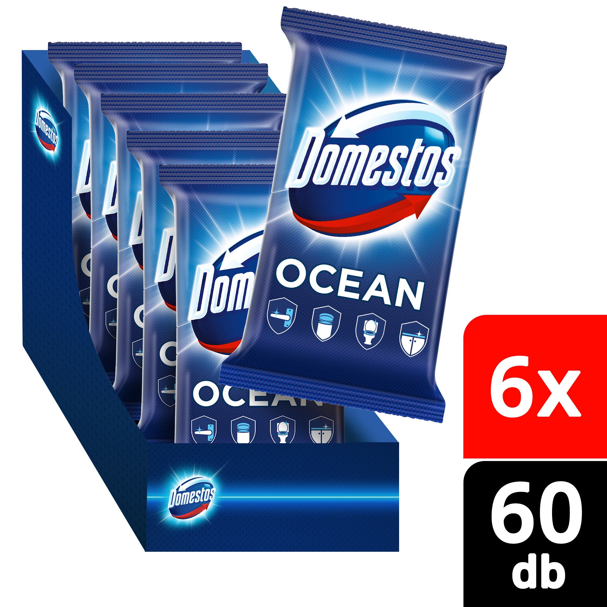 Domestos Ocean Fresh fertőtlenítő törlőkendő, 6x60 db - eMAG.hu