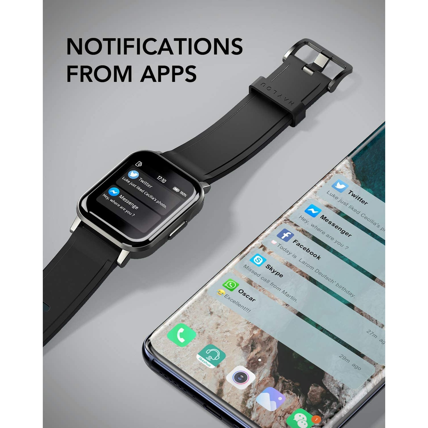 Smartwatch, Aukey, LS02, Silicon, 12 moduri de activitate, IPX6 ...