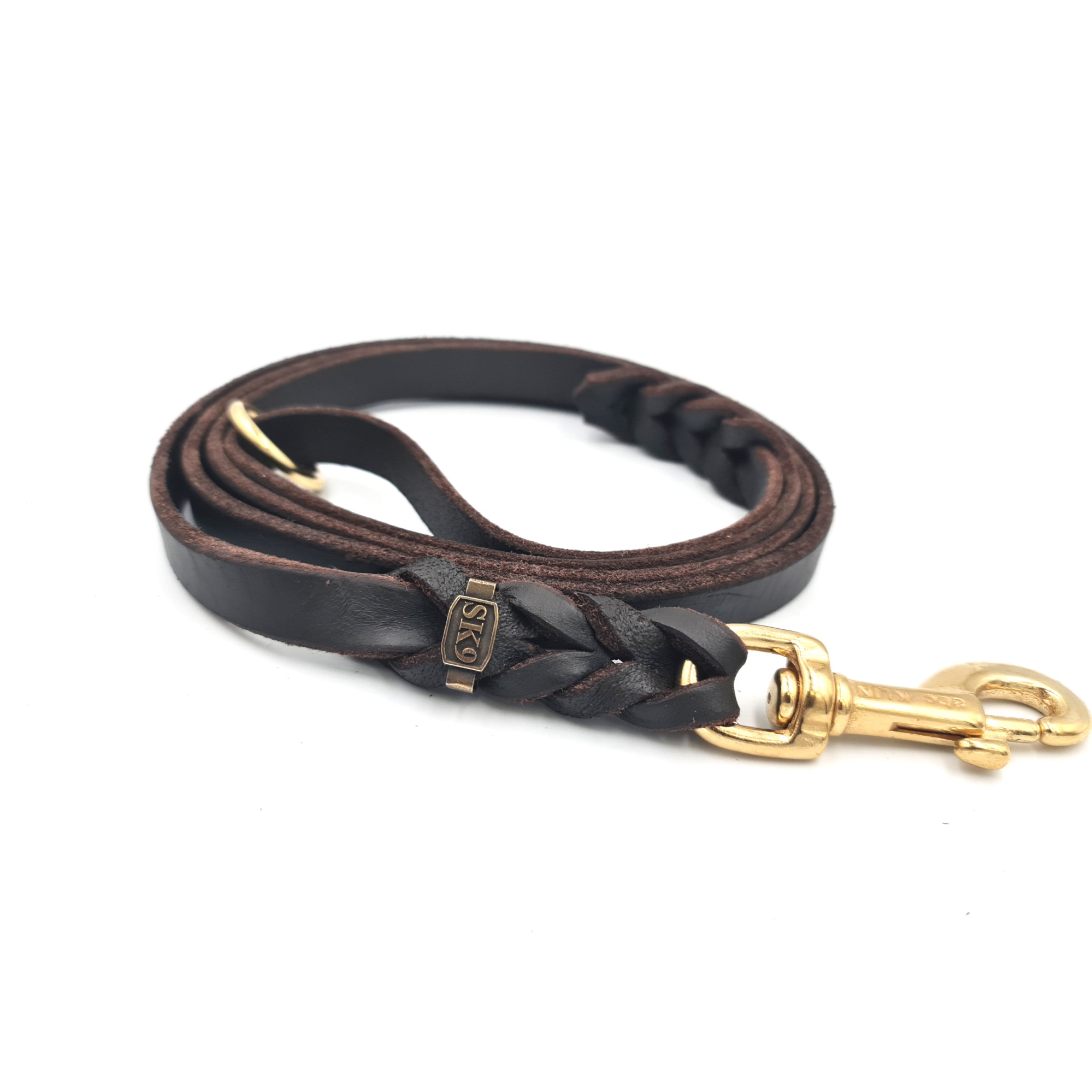 Lesa caine mare, SK9 Premium Gold, 15mm latime, 150cm lungime, Maro ...