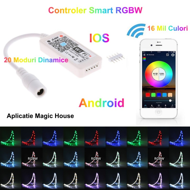 Controler RGBW smart WiFi 5V-24V pentru banda LED - eMAG.ro