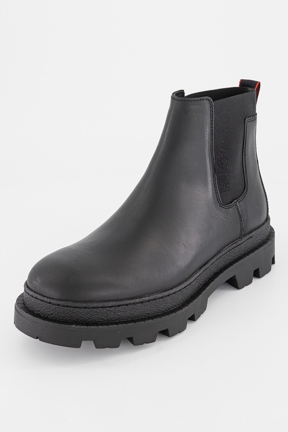 HUGO, Ghete Chelsea de piele cu aspect masiv, Negru, 44 - eMAG.ro
