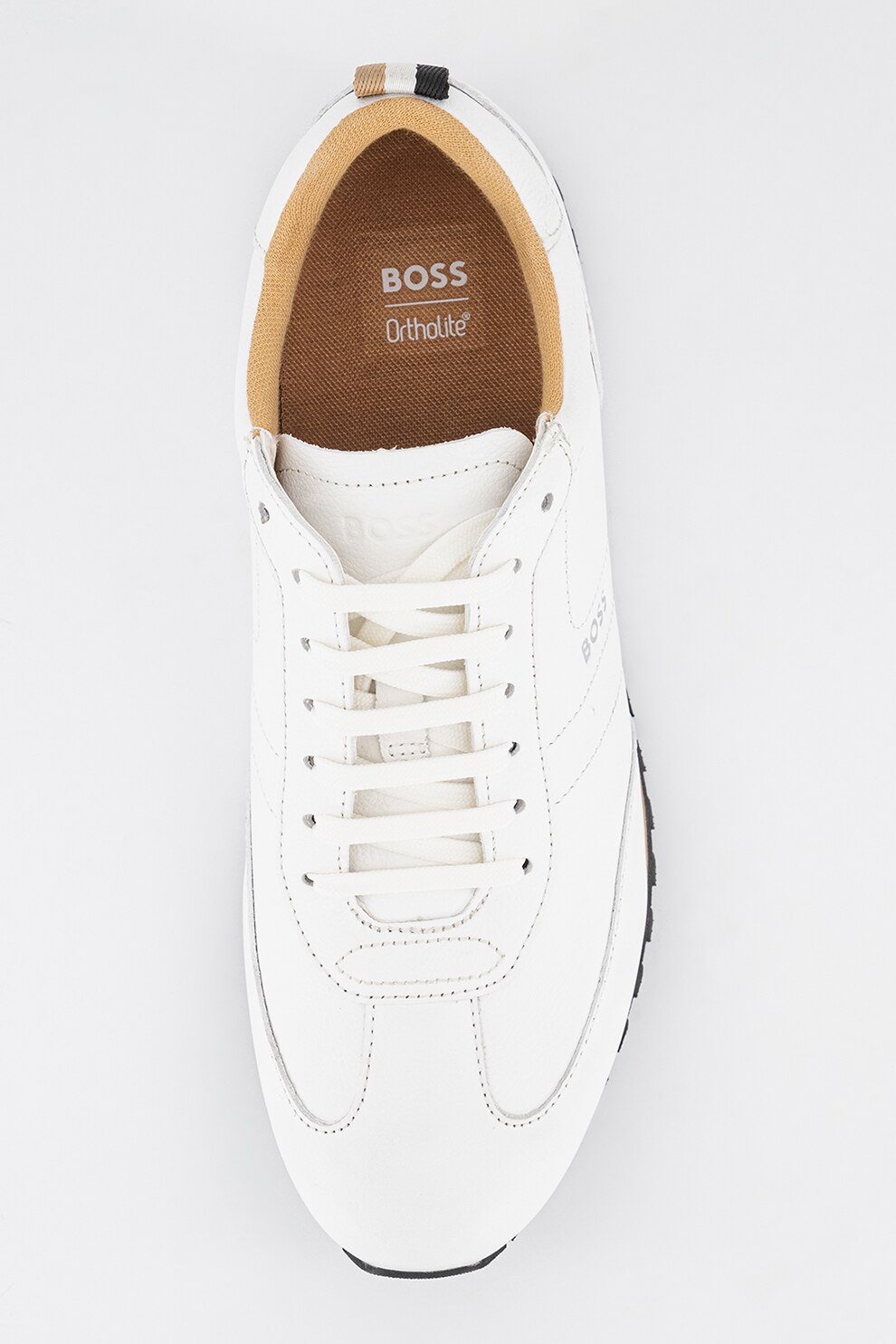 BOSS, Pantofi sport cu logo, Alb, 43 - eMAG.ro