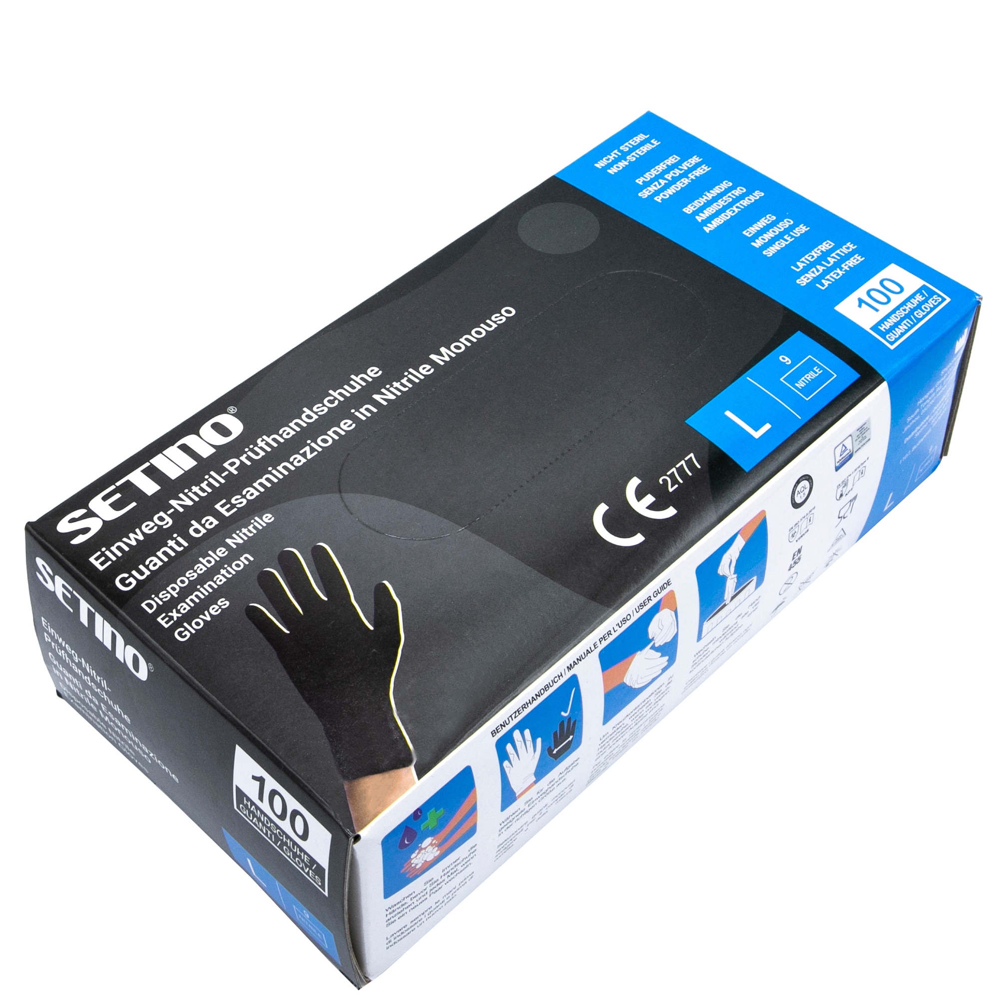 Set 100 Manusi din Nitril Negre Premium Nepudrate, texturate integral ...