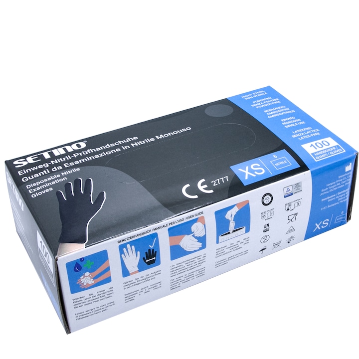 Set 100 Manusi din Nitril Negre Premium Nepudrate, texturate integral ...